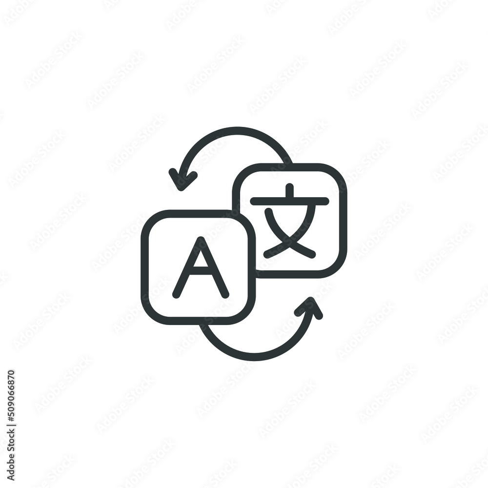 Vector sign of the Language Translation symbol is isolated on a white ...