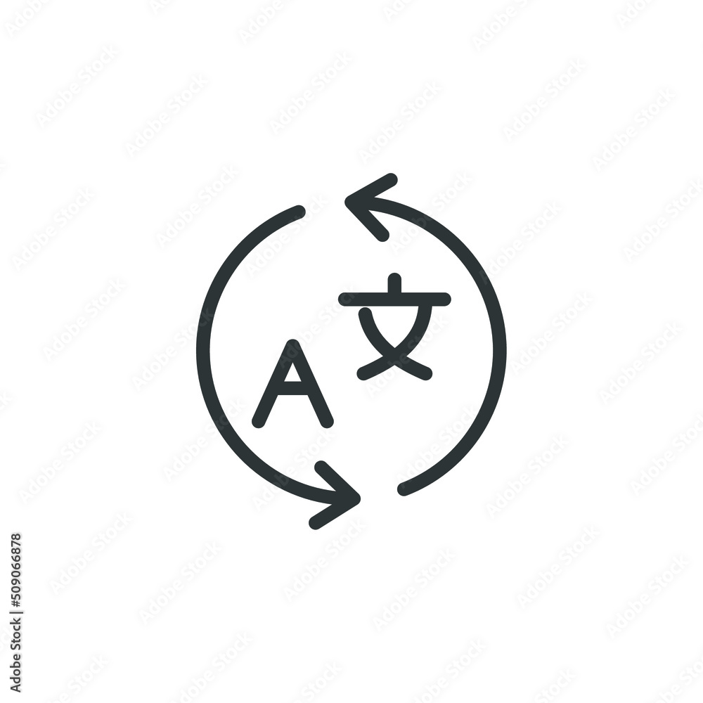 Vector sign of the Language Translation symbol is isolated on a white ...