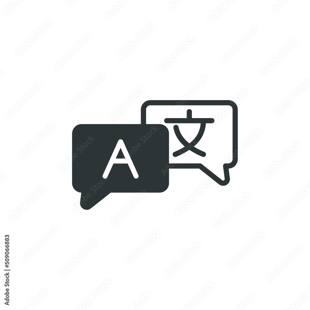 Vector sign of the Language Translation symbol is isolated on a white ...