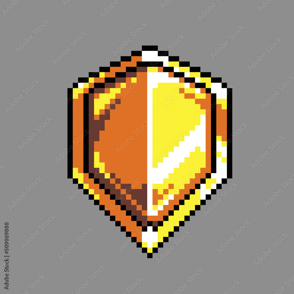 Editable Pixel art knight shield illustration vector for game ...