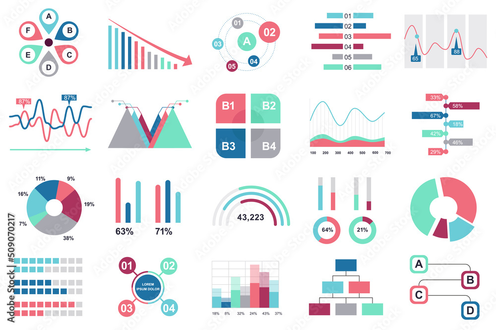 Set of infographic elements data visualization vector design template ...