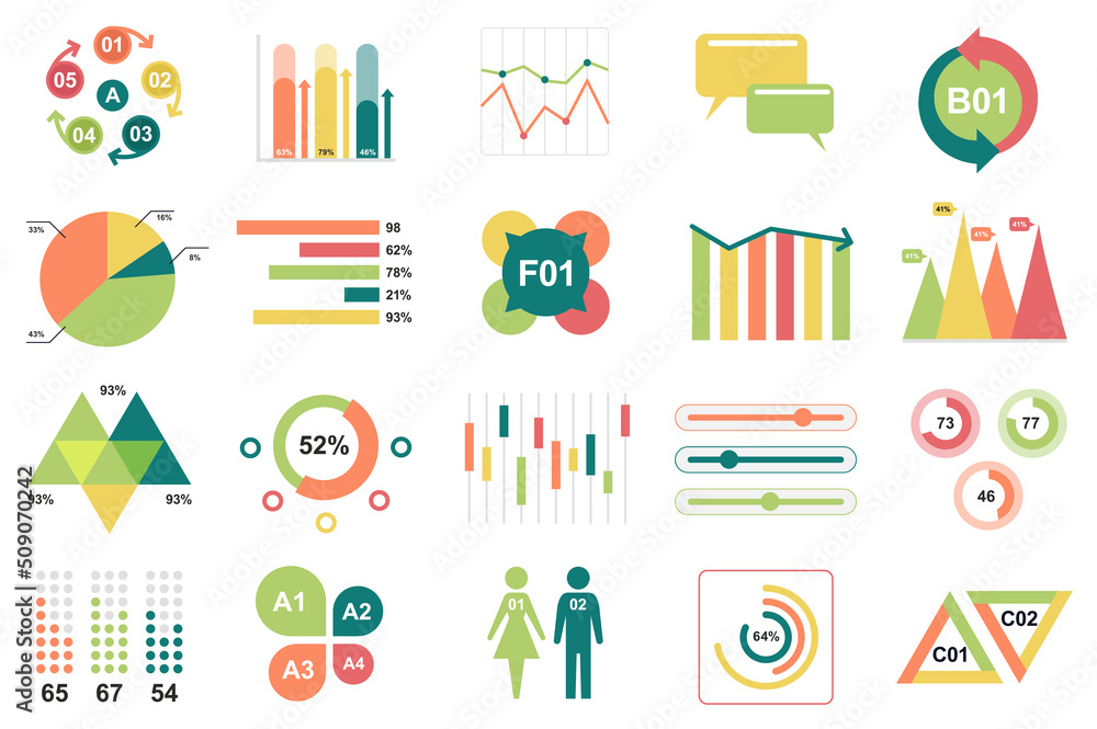 Set of infographic elements data visualization vector design template ...
