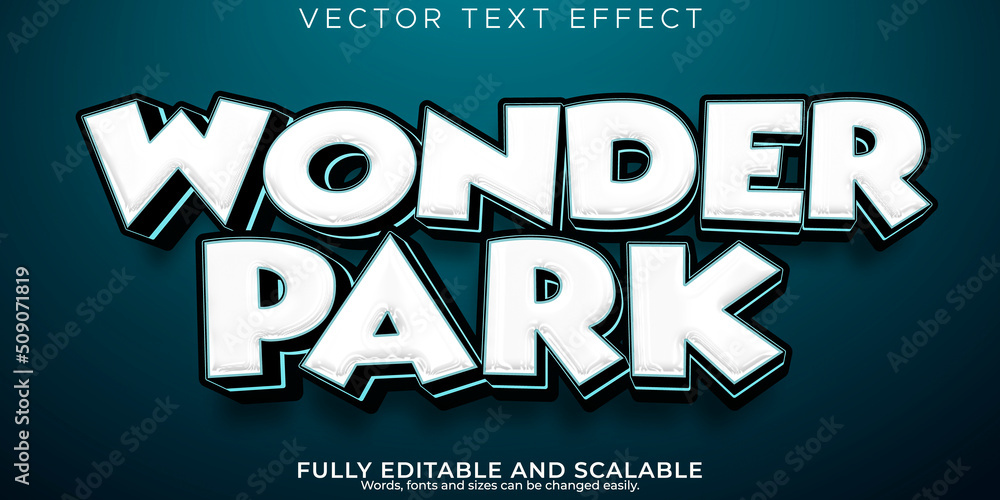 Wonder park cartoon text effect, editable comic and funny text style ...