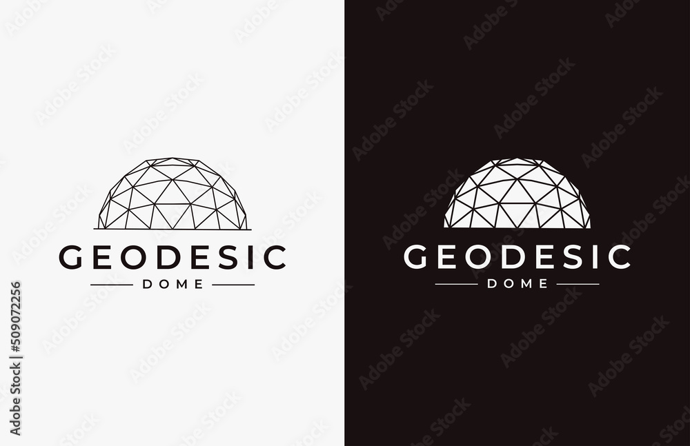 Set of Simple Geodesic dome logo icon vector on black and white ...