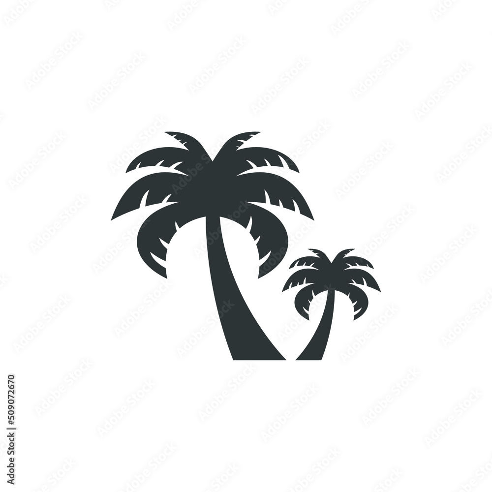 Vector sign of the tropical palm trees symbol is isolated on a white ...