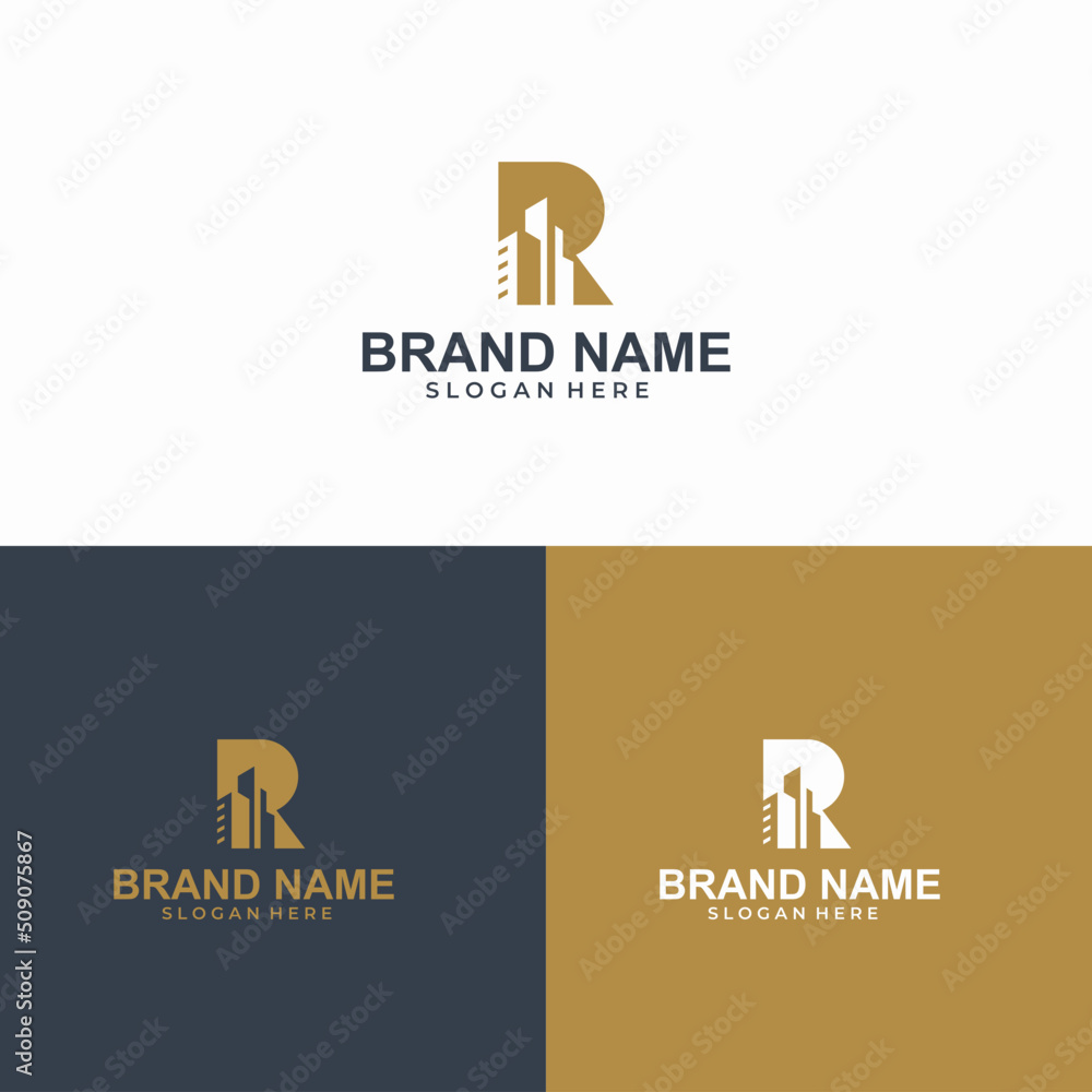 Letter R Real Estate Logo. Construction Architecture Building Logo ...