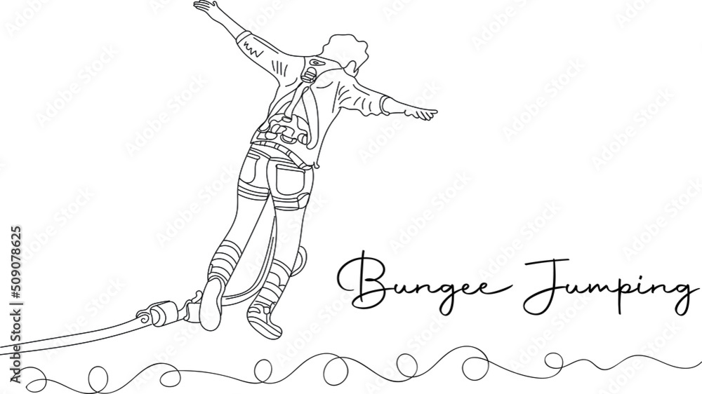 Bungee Jumping vector, Bungee jumping logo, sketch drawing of young man ...