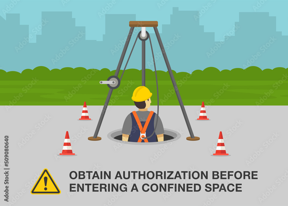Vecteur Stock Workplace golden safety rule. Obtain authorization before ...
