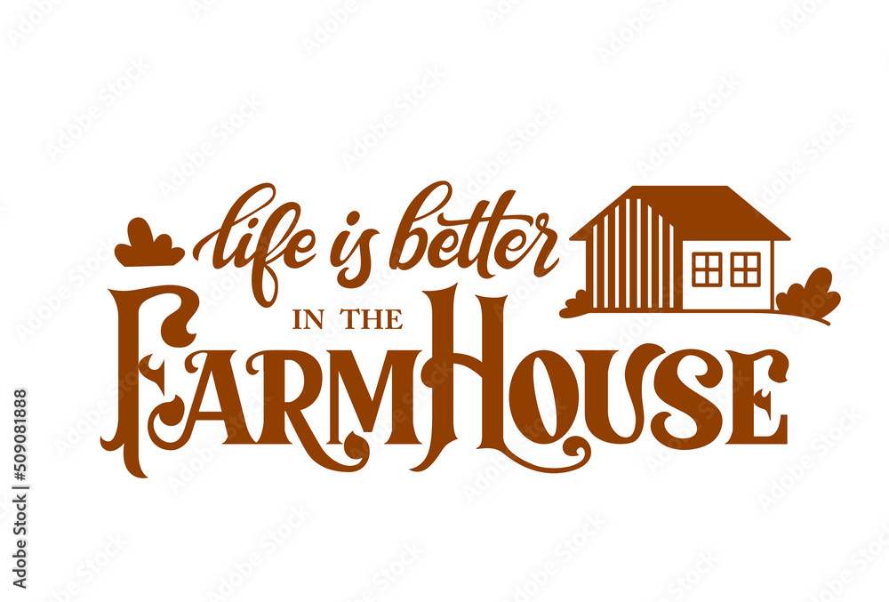 Welcome to farm house home design with lettering. Happy hand drawn ...