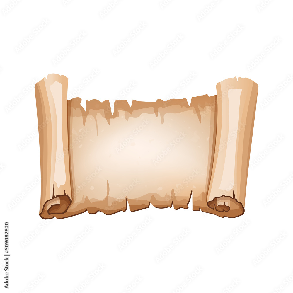 Parchment cartoon scroll. Empty old paper scroll blank papurus. Fairy ...