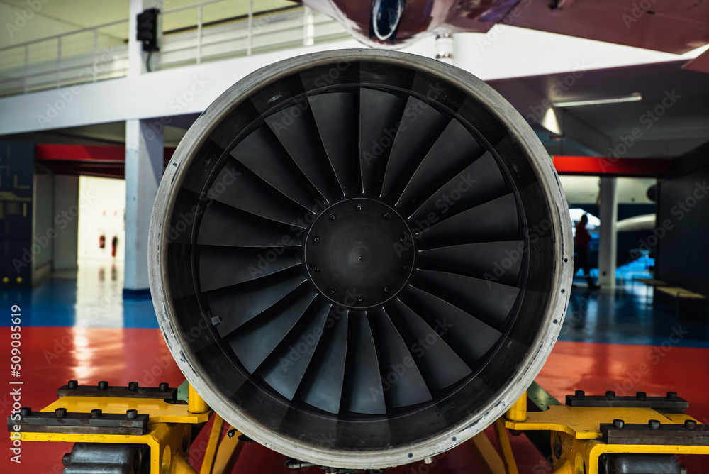 Jet engine turbine blades close-up. Turbine Engine Profile. Aviation ...