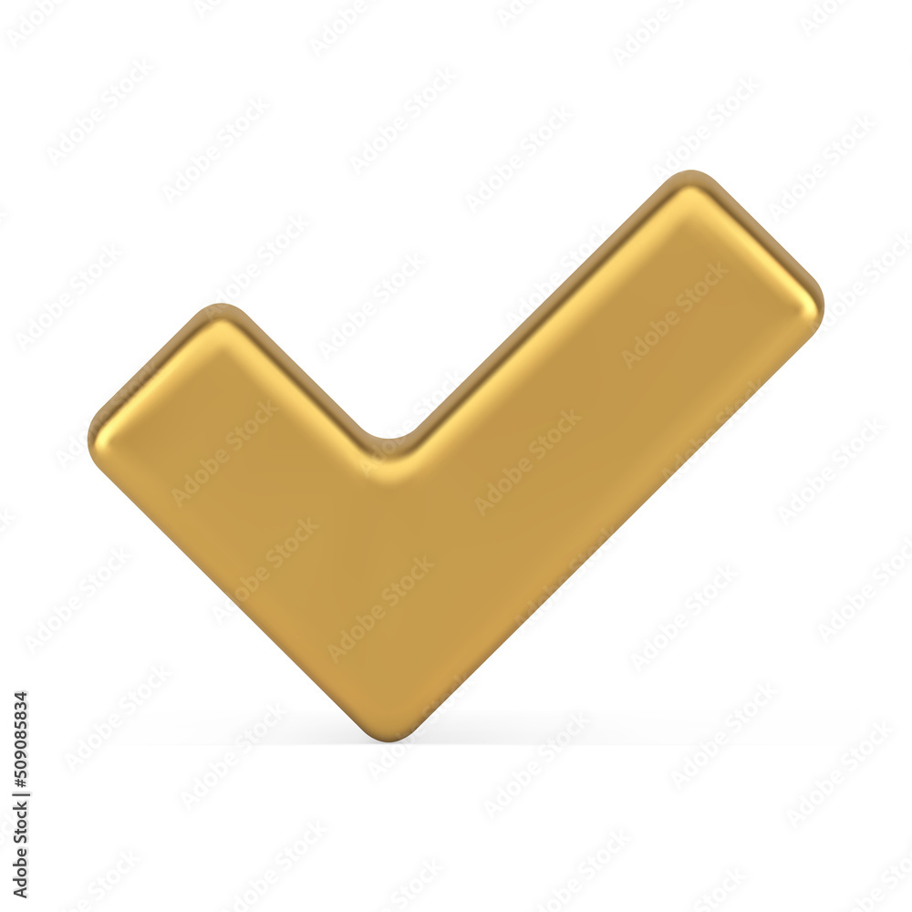 Premium metallic golden checkmark acceptance done complete symbol ...