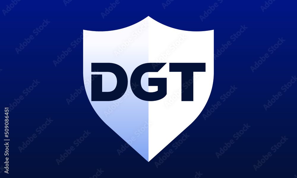 DGT shield logo design on blue background vector template | monogram ...