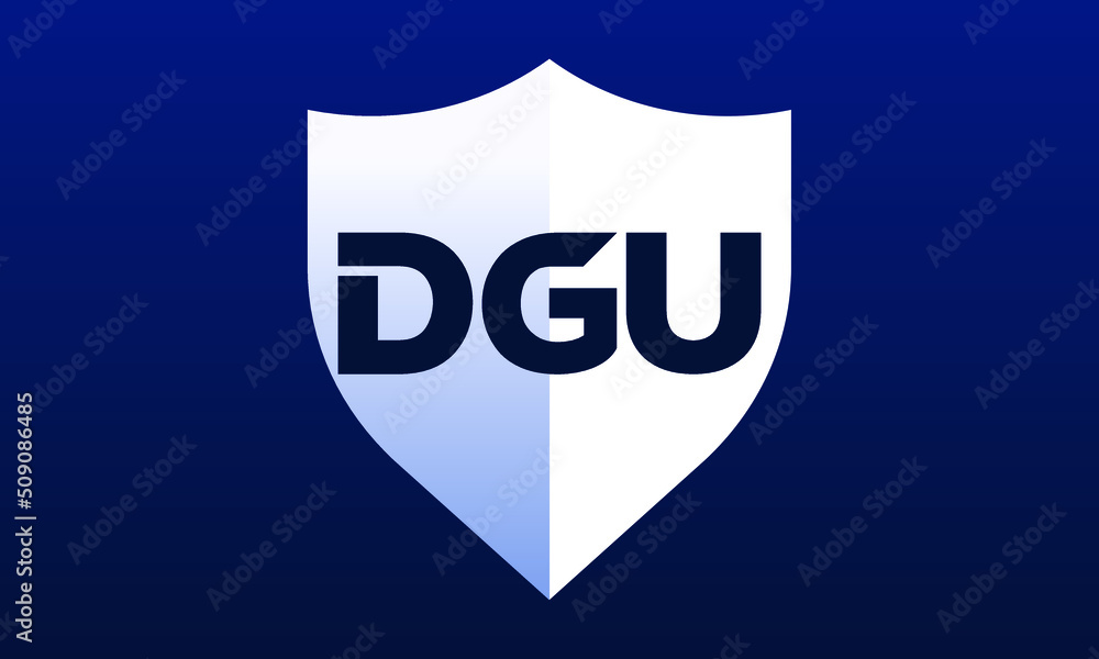 DGU shield logo design on blue background vector template | monogram ...