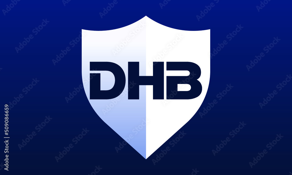 DHB shield logo design on blue background vector template | monogram ...