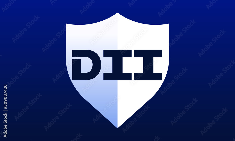 DII shield logo design on blue background vector template | monogram ...