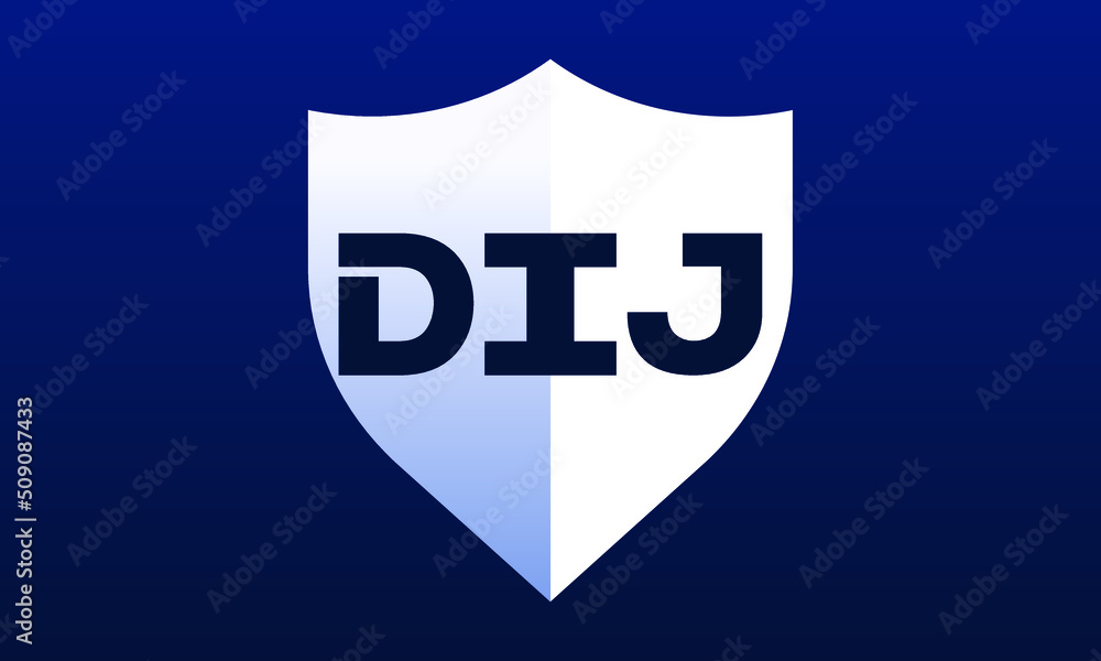 DIJ shield logo design on blue background vector template | monogram ...