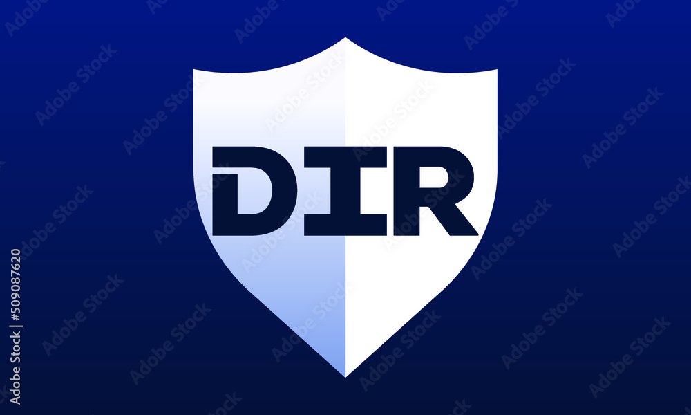 DIR shield logo design on blue background vector template | monogram ...