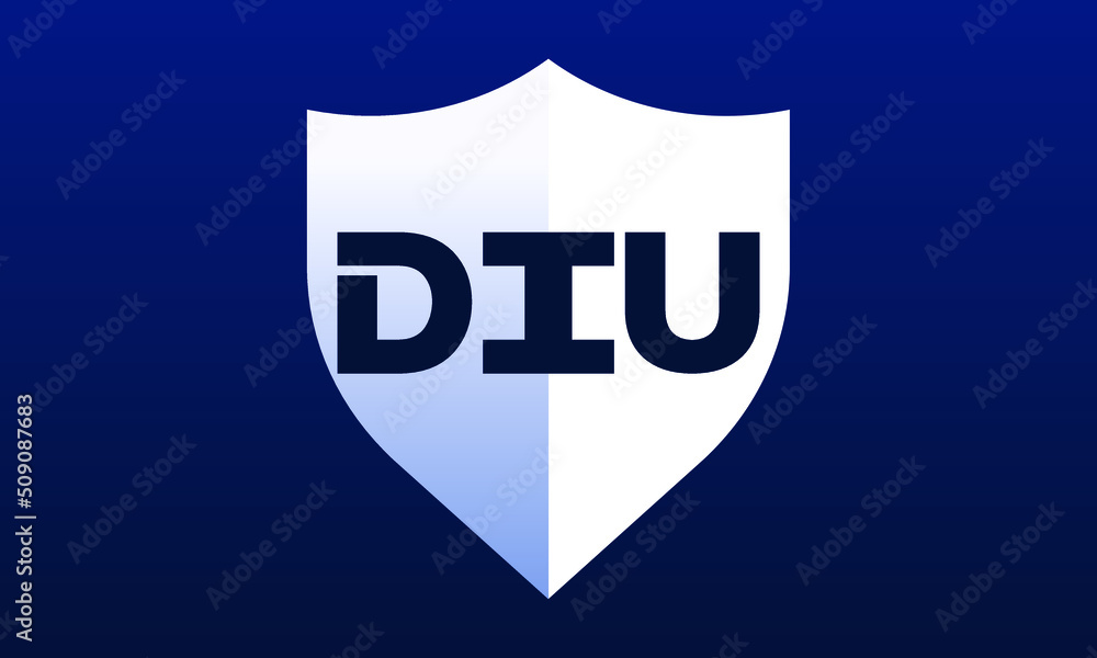 DIU shield logo design on blue background vector template | monogram ...