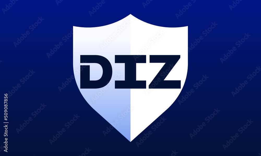 DIZ shield logo design on blue background vector template | monogram ...