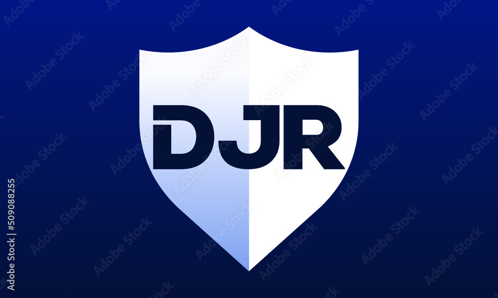 DJR shield logo design on blue background vector template | monogram ...