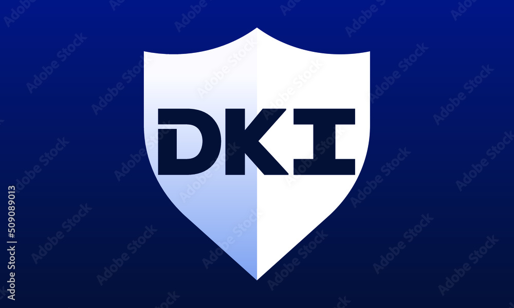 DKI shield logo design on blue background vector template | monogram ...