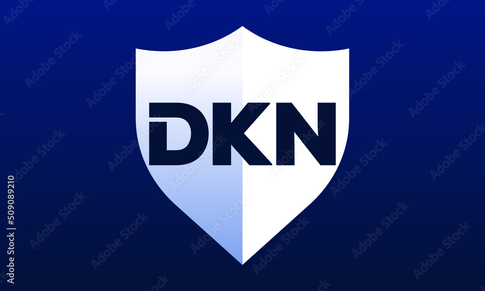 DKN shield logo design on blue background vector template | monogram ...