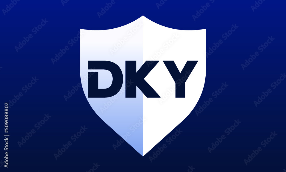 DKY shield logo design on blue background vector template | monogram ...