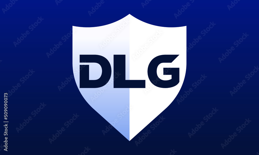 DLG shield logo design on blue background vector template | monogram ...