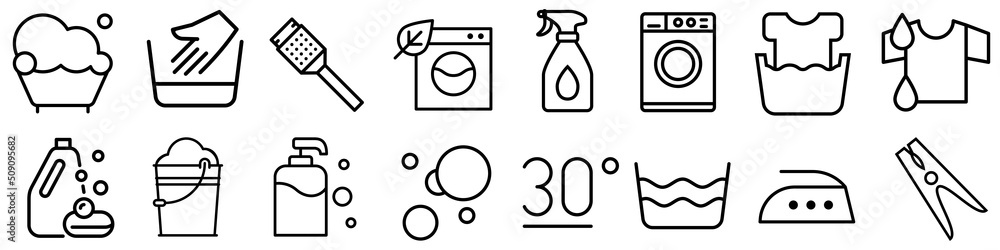Washing icon vector set. purity illustration sign collection. wash ...