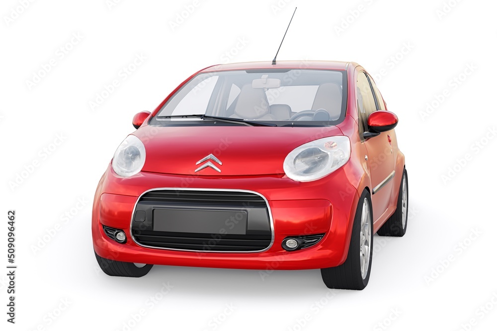Paris. France. April 13, 2022. Citroen C1 2010. Red ultra compact city ...