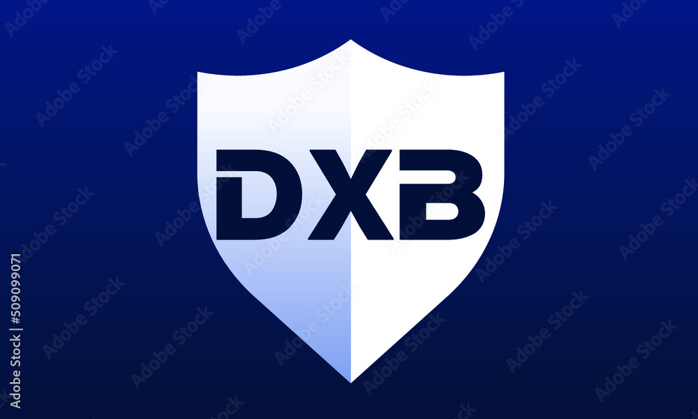 DXB shield logo design on blue background vector template | monogram ...