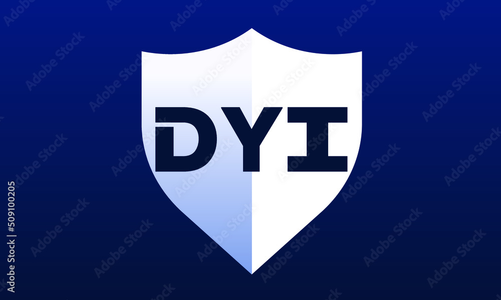 DYI shield logo design on blue background vector template | monogram ...