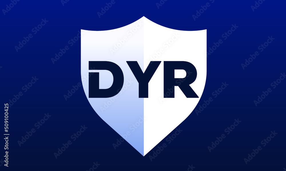 DYR shield logo design on blue background vector template | monogram ...