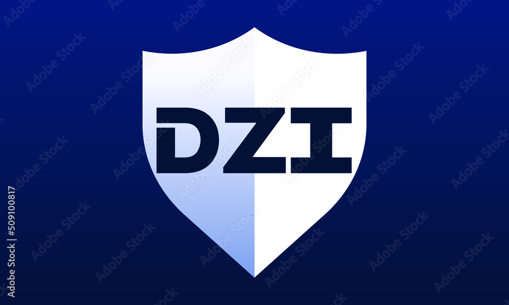 DZI shield logo design on blue background vector template | monogram ...