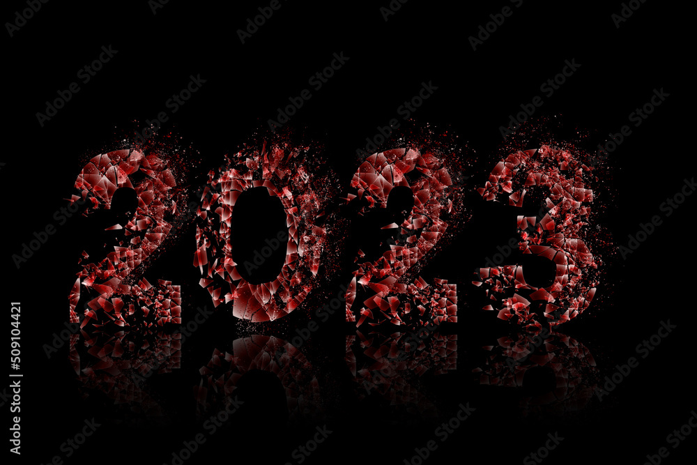 2023 digital creative synthesis on black background Stock Photo | Adobe ...