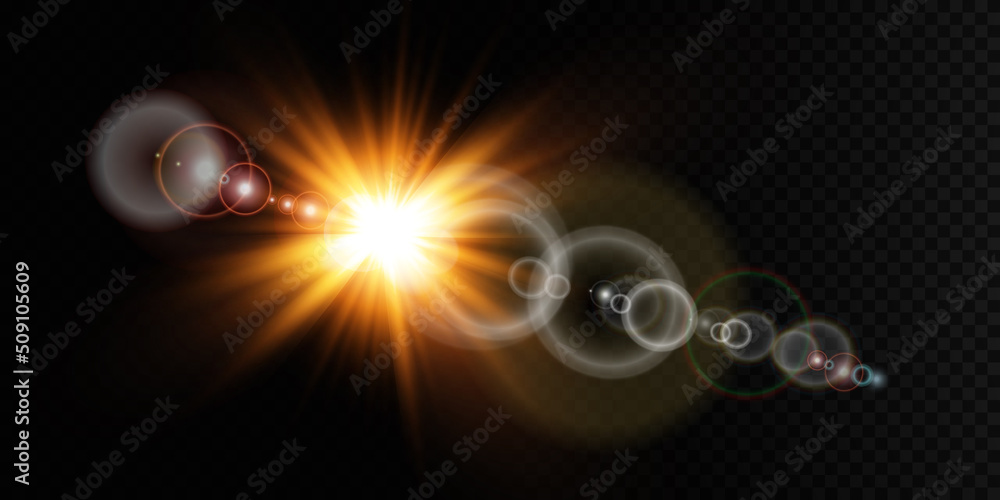 Vector transparent sun light, lens flare special effect. Solar flare ...