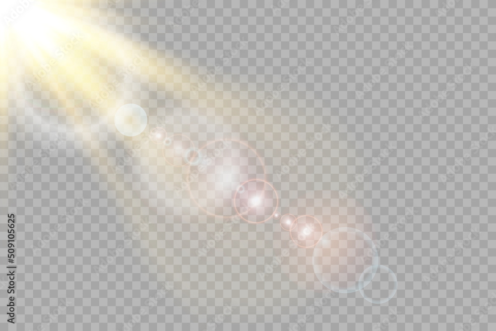Vector transparent sun light, lens flare special effect. Solar flare ...