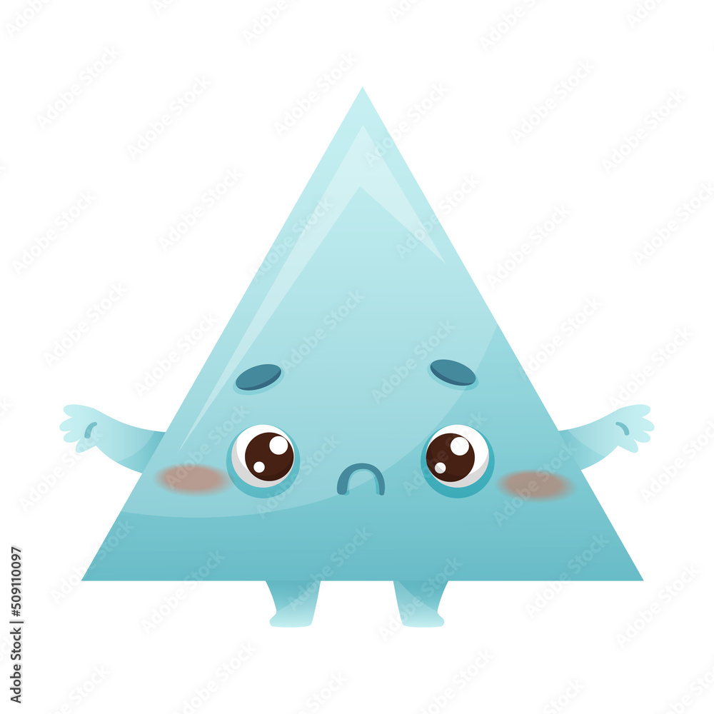 Funny Blue Triangle as Geometric Shape Character with Sad Face ...