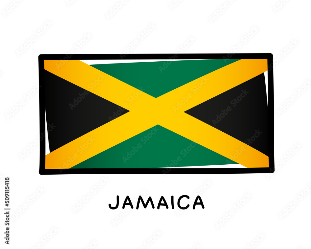 Flag of Jamaica. Colorful Jamaican flag logo. Green, black and yellow ...