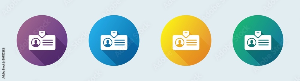 Identification card or id card icon set in flat design style. Vector ...