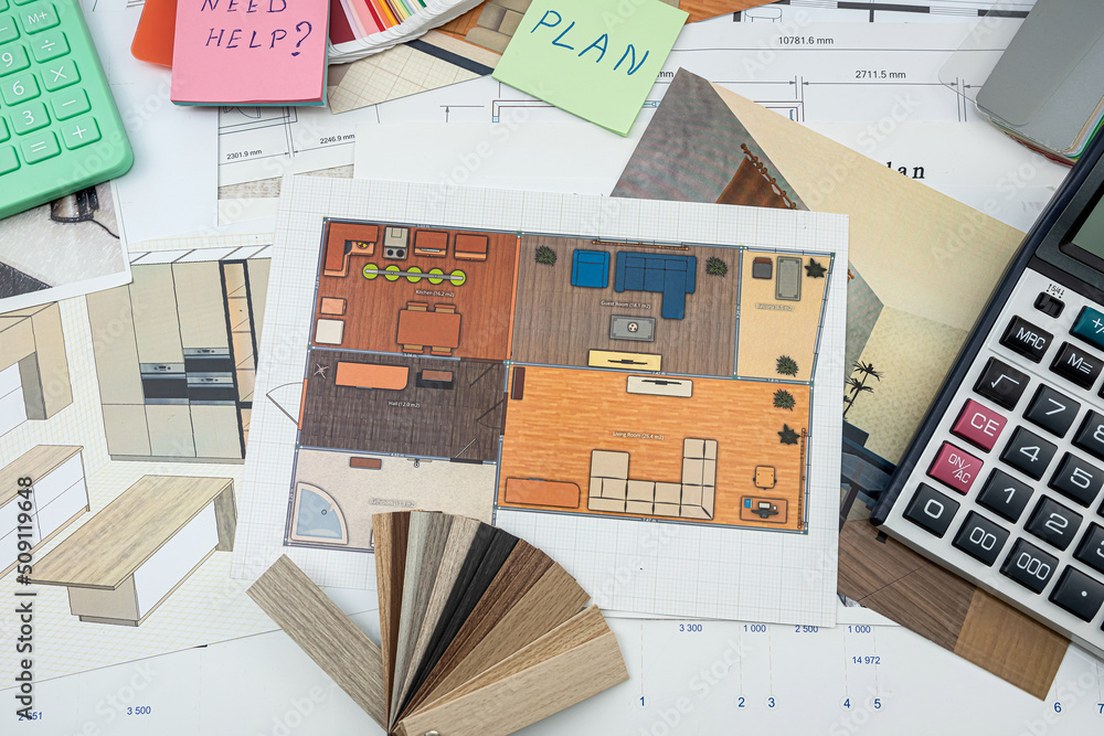 house room plans with color palette and tools to choose best paint for ...