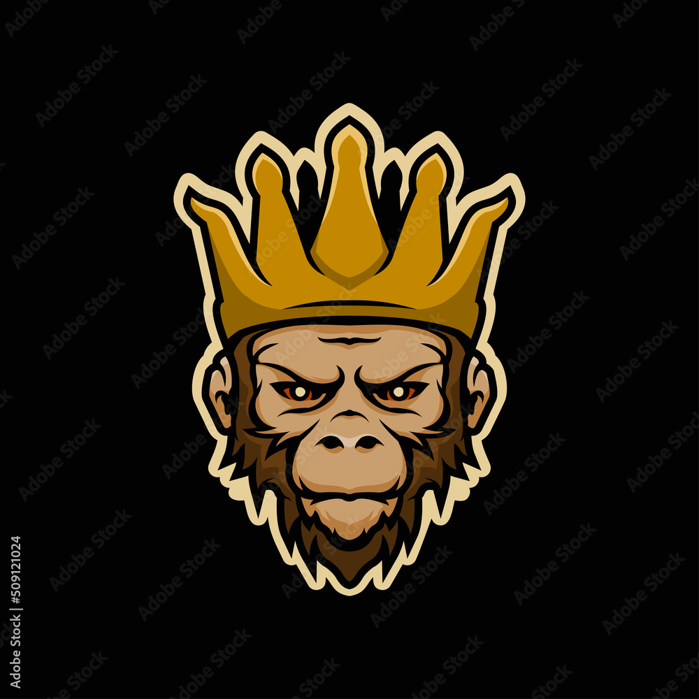 Monkey king head cartoon premium mascot logo vector Stock Vector ...