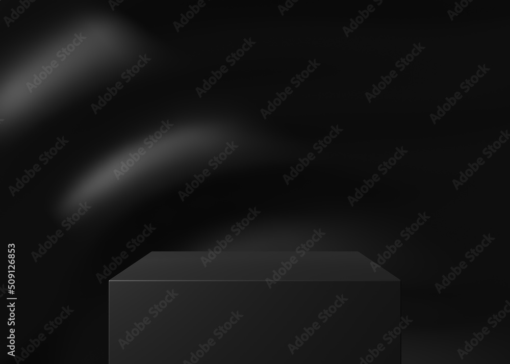 Modern black box podium for product showcase. Geometic shapes pedestal ...
