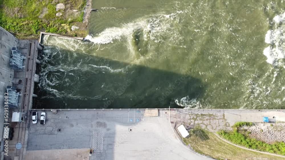 Strong water current generating from Denison dam hydroelectric power ...