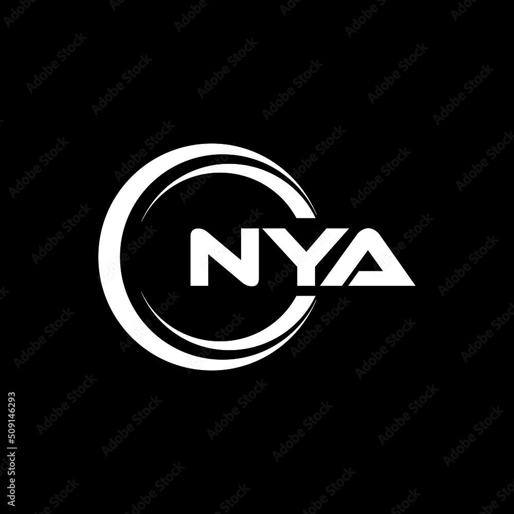NYA letter logo design with black background in illustrator, vector ...
