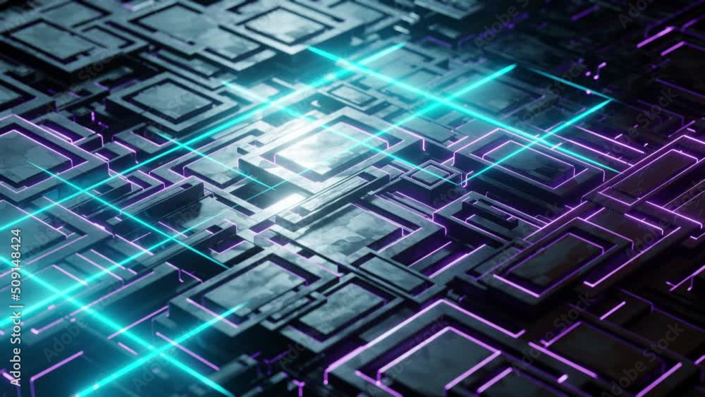 4K video animation. Abstract background with glowing flowing lights ...