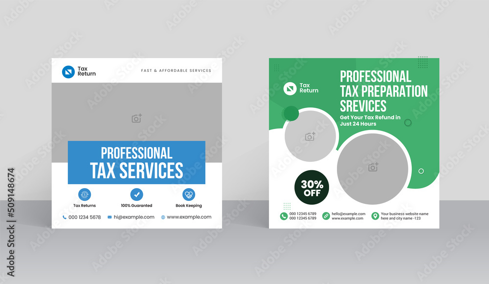 Income Tax return service social media banner template. Tax refund post ...