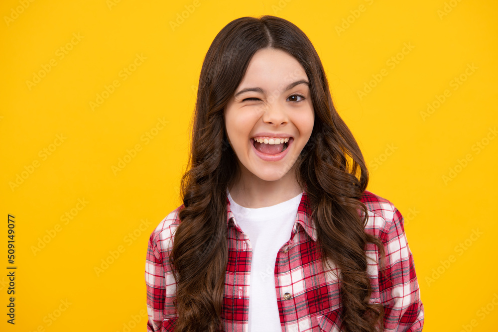 Happy teenager, positive and smiling emotions of teen girl. Teenager ...
