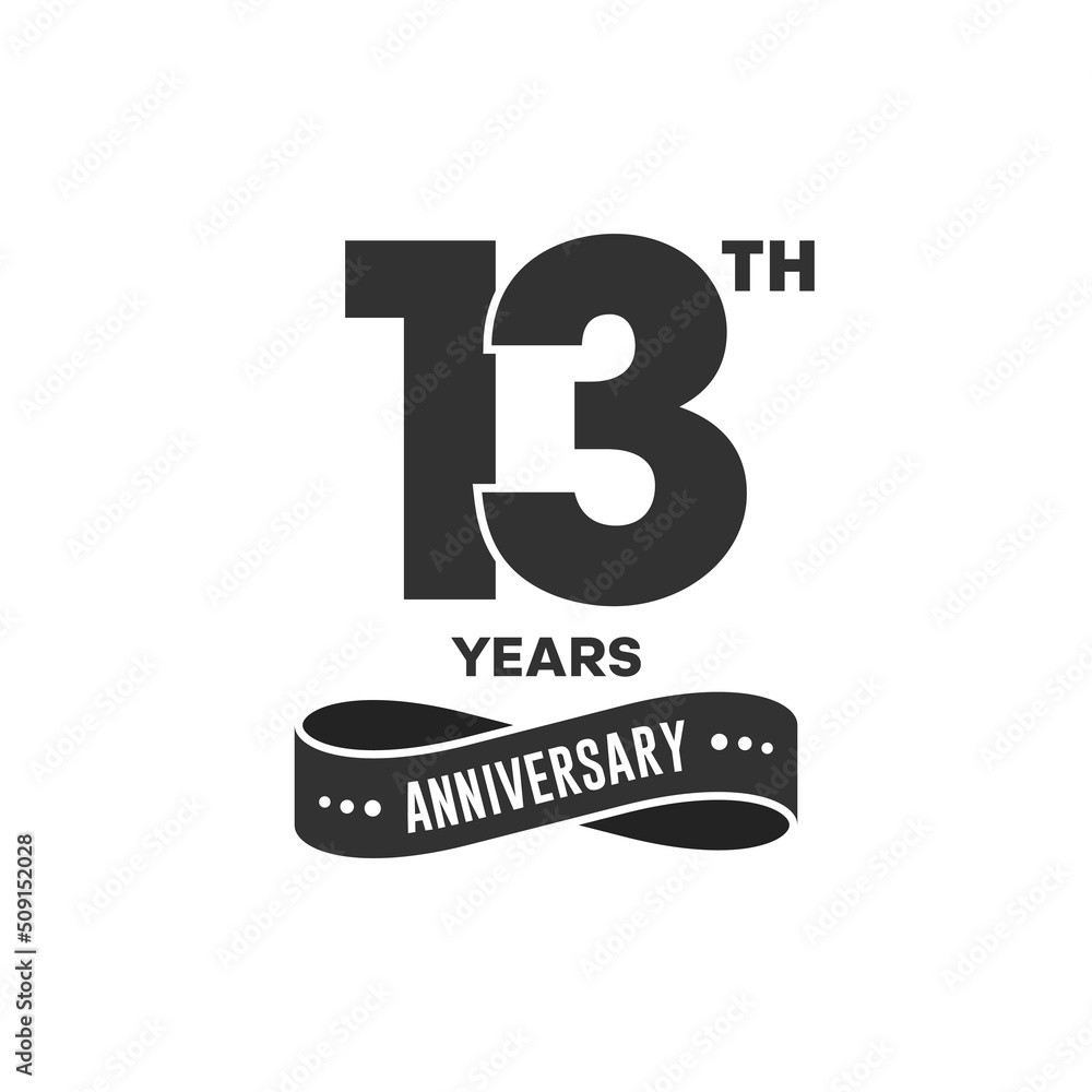 13 years anniversary logo with black color for booklet, leaflet ...